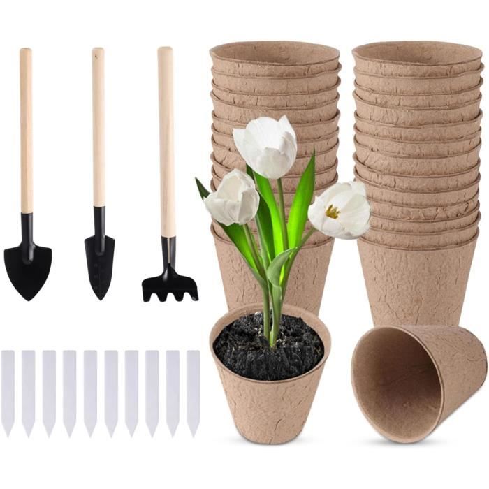 SUPMARS 30 Pots Semis Biodegradable, Pot de Plantation compostable ...