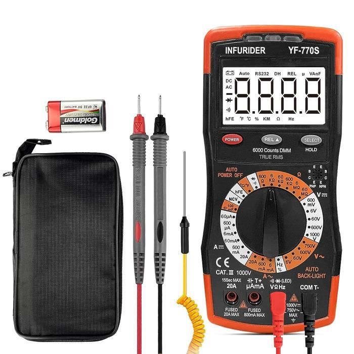 Multimètre Numérique Trms 6000 Comptes Yf-770S Avomètre Voltmètre Volt ...