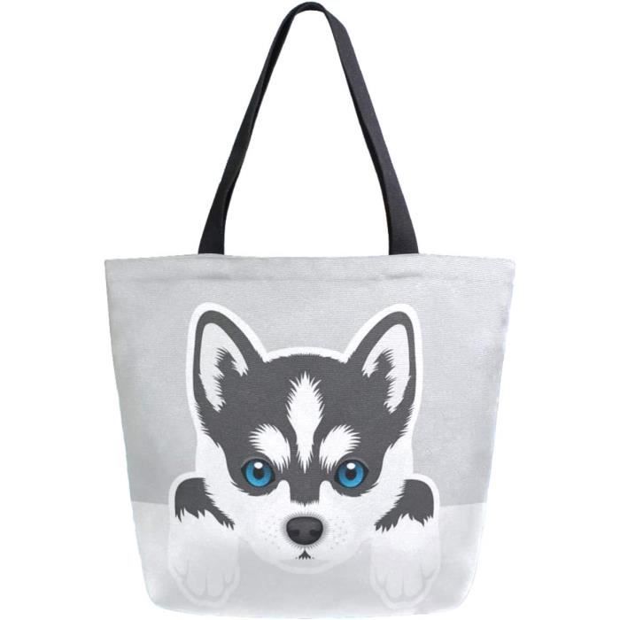 Mignon Dessin Animé Sibérien Husky Chien Extra Large Toile Épaule ...
