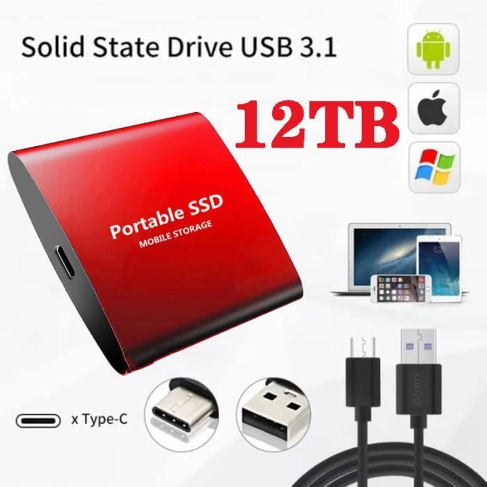 SSD Externe 12TO USB Type C 12To SSD Disque Dur Externe Portable Flash ...