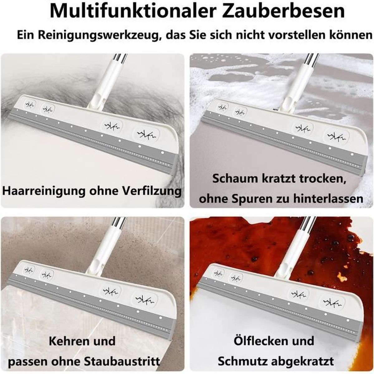 Balai Raclette Sol Professionnelle avec Manche, 150cm Raclette en ...