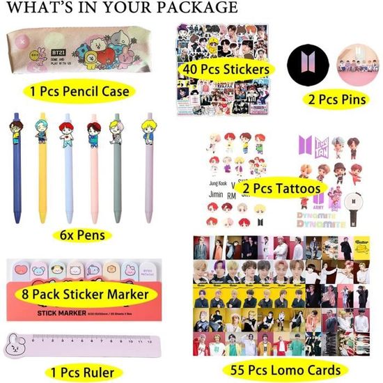 Bts Bts Merch Gifts Including Pencil Case Pen Ruler Stickers Sticky ...