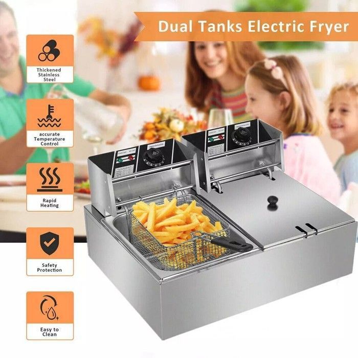 Friteuse électrique, double réservoir électrique, friteuse commerciale ...
