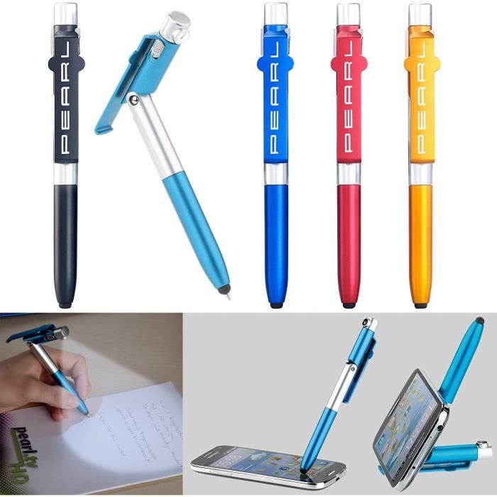 5 Stylos À Bille 4 En 1 Avec Stylet, Support Smartphone Et Lampe Led ...