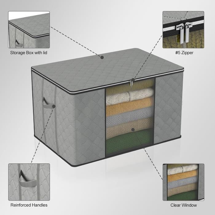 Lot De 8 Grand Boite Rangement Vetement, 90L Sac De Rangement Caisse ...