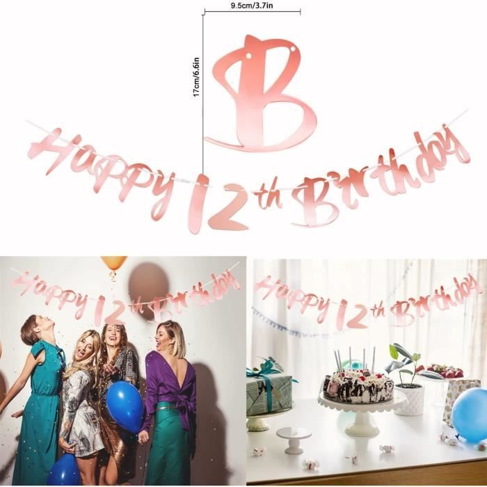 Ballon 12 Ans Anniversaire Fille Or Rose 12 Ans Déco Anniversaire Fille ...