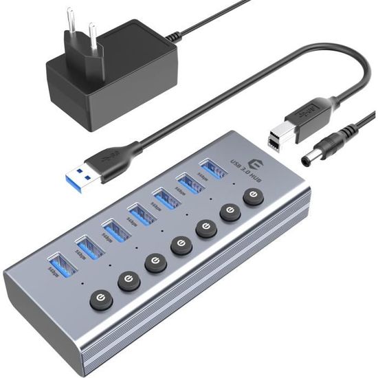 Répartiteur Usb Compact 7 Ports Hub Usb 3.0 5 Gpbps - Adaptateur Usb ...