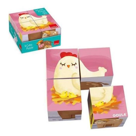 Puzzle Cubique Animaux de Ferme pour Enfant dès 2 Ans - Goula - 4 ...