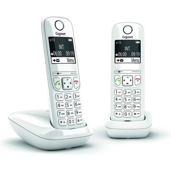 As690 Duo - Téléphone Fixe Sans Fil, 2 Combinés Avec Grand Écran Rétroéclairé Pour Un Affichage ...