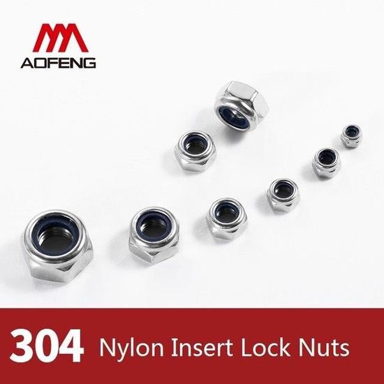 ECROU,M8 10PCS 304--Écrous de blocage à insertion en Nylon, en acier inoxydable 304 316, M2 M3 ...