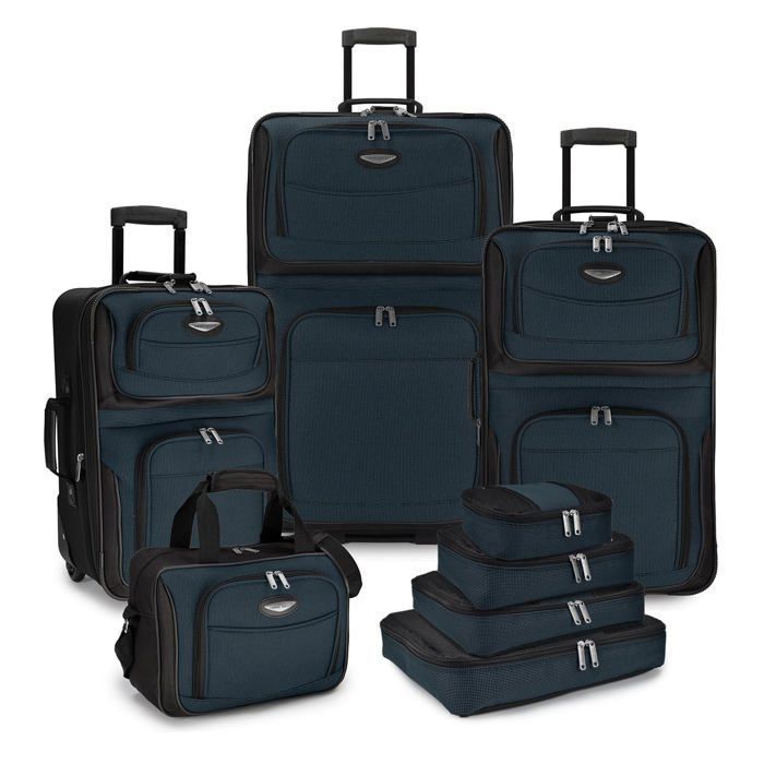 Set de valises Traveler's Choice - 3 valises + sac + 4 cubes, Bleu ...