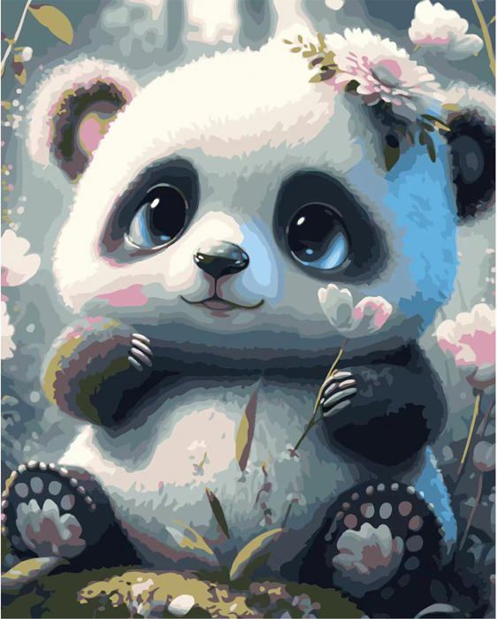 Peinture avec chiffres enfants panda sans cadre 40 x 50 cm Kit de toile ...