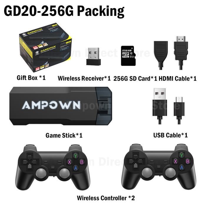 256g (70k jeux) - Console de jeu vidéo GD20 GD 20 Game Stick, 2.4G, contrôleur sans fil, CPU ...