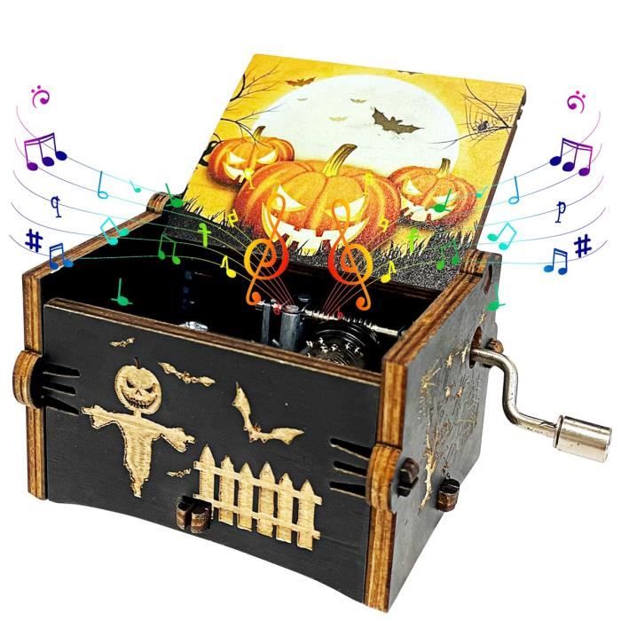 Boîte à Musique en Bois Halloween - Motif Citrouille - Cadeau Créatif ...