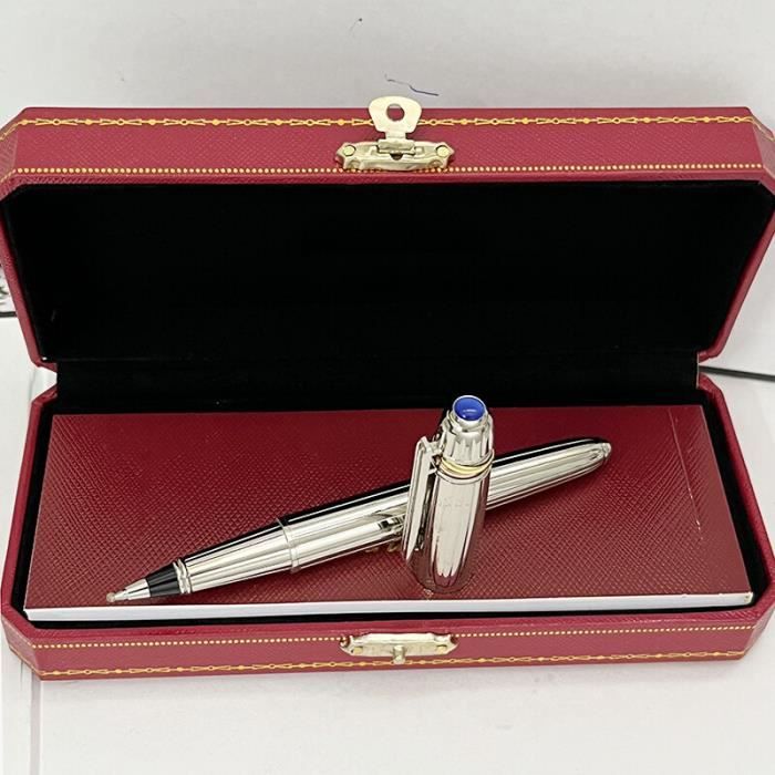 Stylo classique de Signature en métal argenté avec foret bleu,stylos à ...