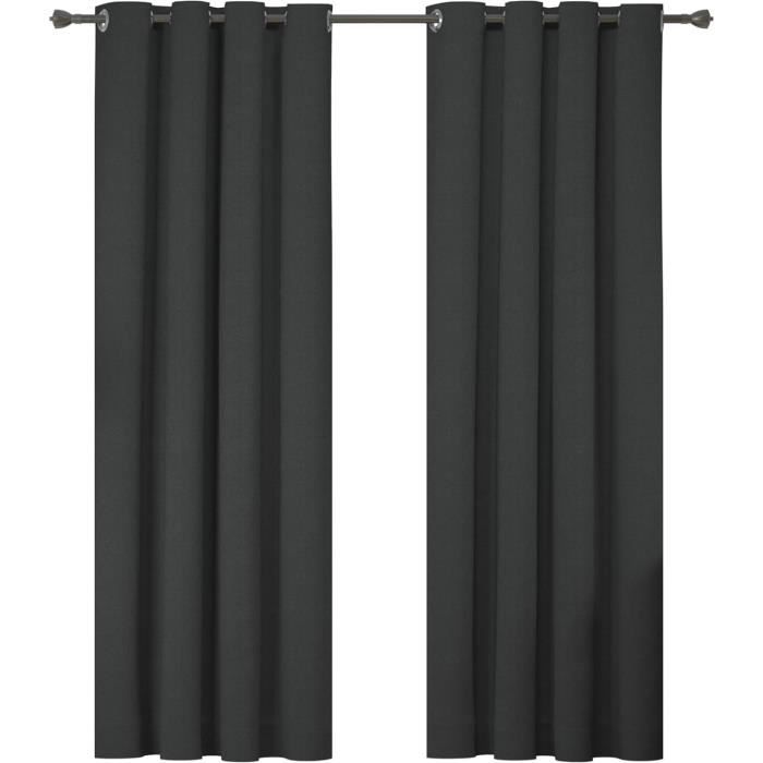 Rideau 100% Occultant Lot De 2, 140×260Cm, Rideaux Effet Lin Thermiques ...