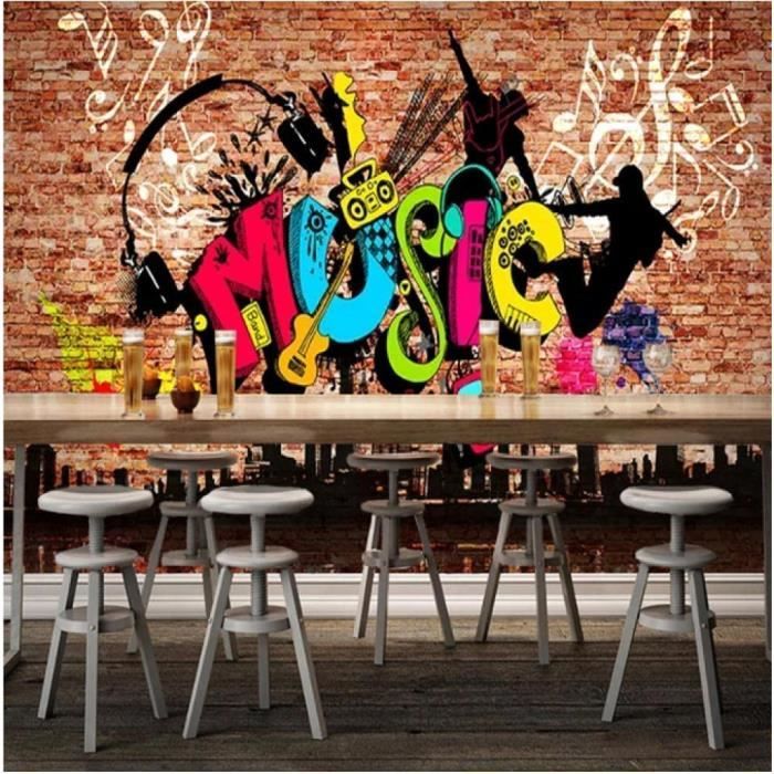 LIWI-Photo Mural Papier Peint Pour Mur 3D Musique Graffiti Caractères ...
