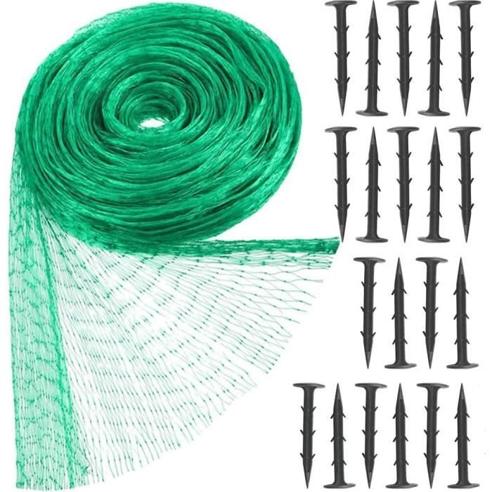Filet Anti Oiseaux 4m x 6m Filet de Protection avec 20 Clous de Fixation en Plastique Filet pour ...