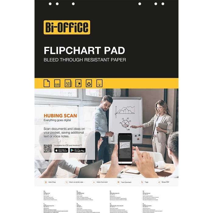 Bi-Office Bloc Papier pour Paperboard, Euro, Blanc, 50 feuilles par ...
