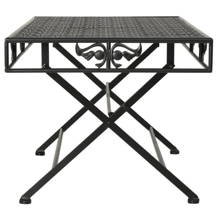 Table basse pliante - OLL - Style vintage - Métal - Noir - 100 x 50 x ...