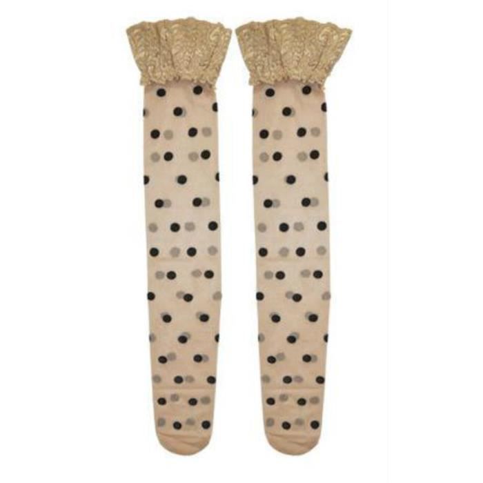 Bas en velours noir pour femmes - Type Kaki - 20 deniers - pois et ...