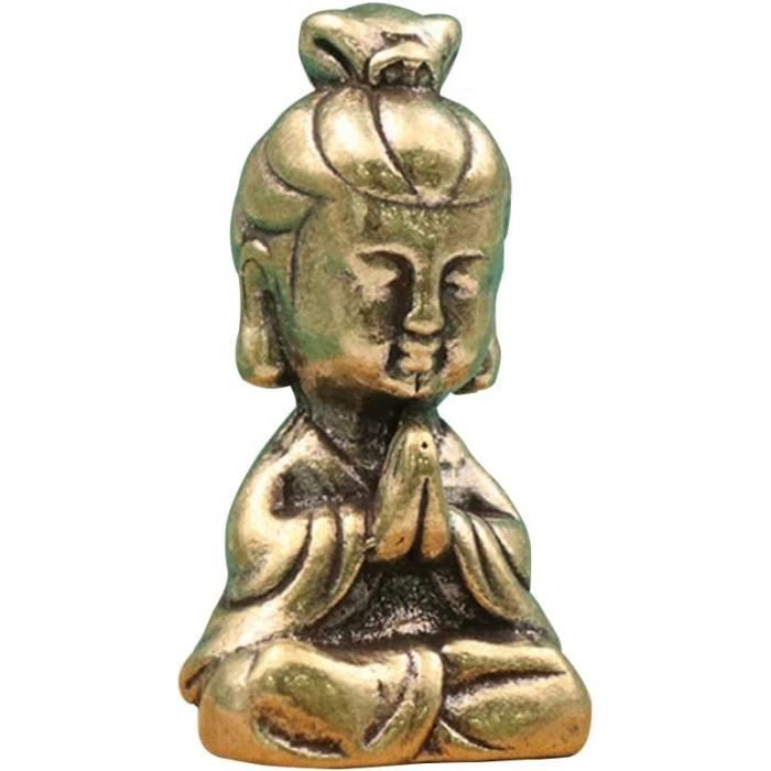 Mini Laiton Assis Statue De Bouddha Statue De Bureau Sculptures De Cuivre Religieuse pour Maison ...