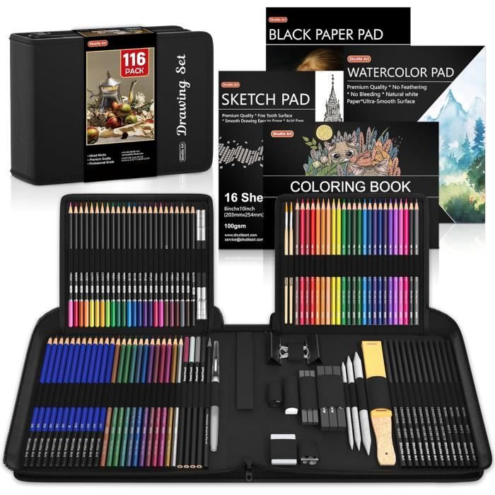 Shuttle Art 116 PCS Kit Crayon Dessin Professionnel Complet avec ...