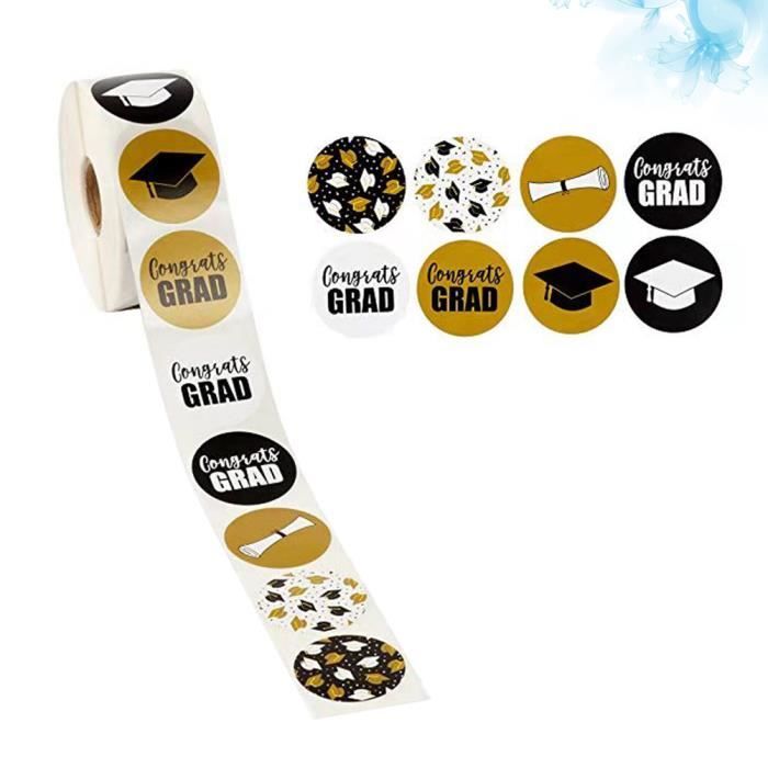2 rouleaux - 1000 pièces autocollants de thème de graduation forme ...