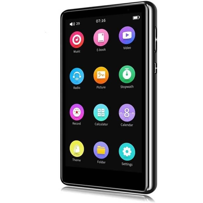 ® 16Go Lecteurs Mp3 Bluetooth 5.0 Mp4 Lecteur Écran Tactile 4.0'' Mp4 Vidéo Haut-Parleur Intégré ...