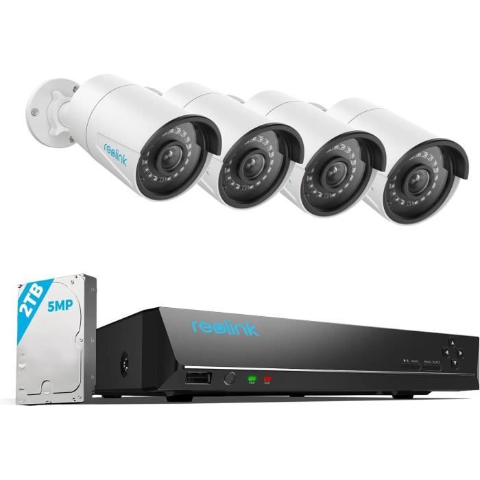 Caméra de sécurité extérieure 5 Mp, kit de vidéosurveillance avec Nvr 8 ...