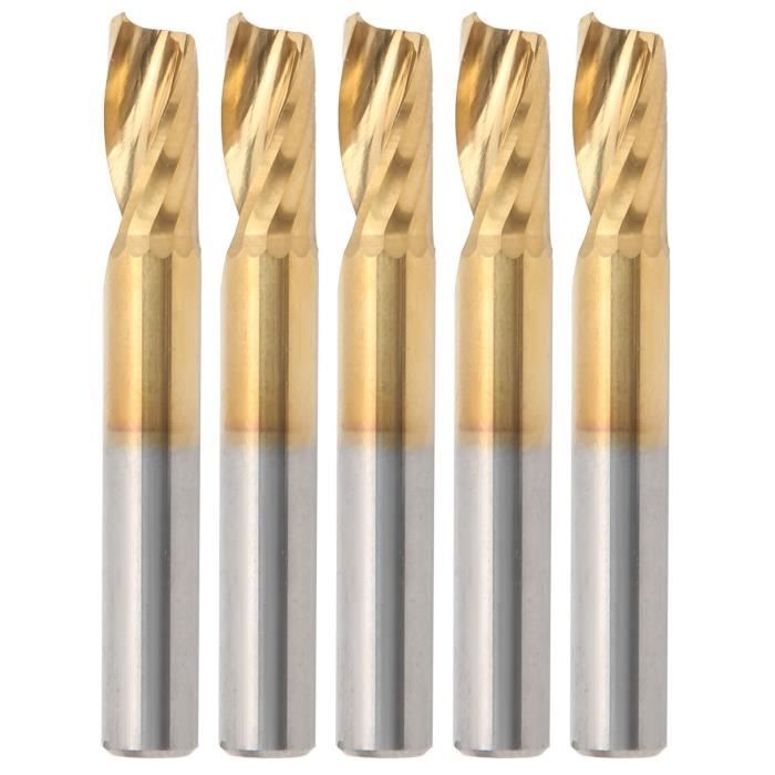 YOSOO fraise de coupe 5 pièces fraise en bout plaquée Ti à 1 flûte CNC ...