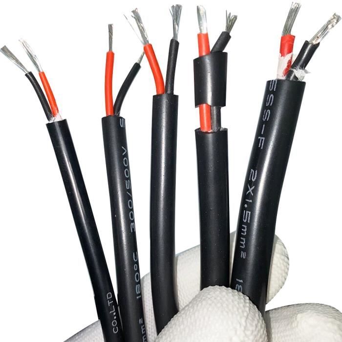 1.5m-2core 0.5mm2 20AWG -Câble en Silicone souple YGC,câble résistant ...