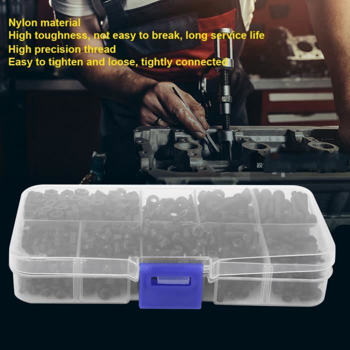 YOSOO Nylon crou 800 pcs/bote M3 Nylon Vis crou quincaillerie rondelle 800 pièces/bote de ...