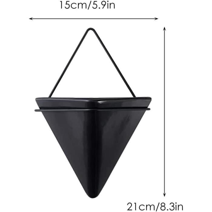 Jardinière Suspendue - AMOUNE - Triangle - Céramique - Noir - 15x13 cm ...