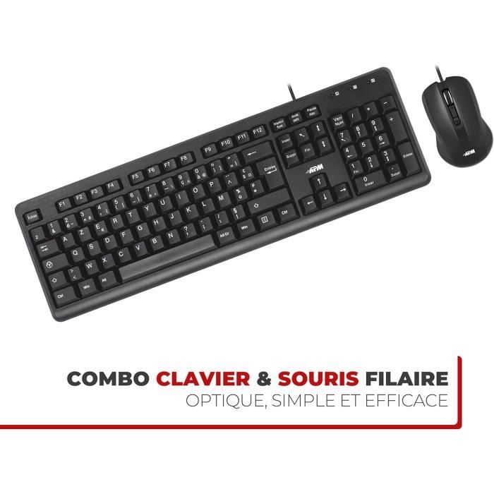 Pack Clavier Souris Filaire, Combo Clavier Azerty Français Et Souris ...
