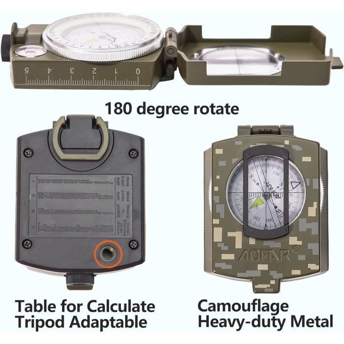 Boussole Militaire Af-4580 Avec Vue Lensatique, Étanche Et Résistante ...