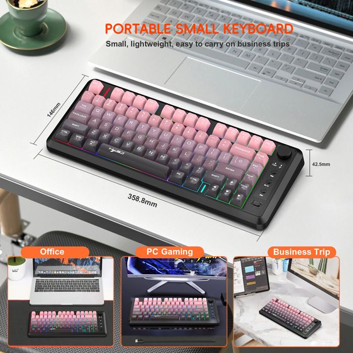 Clavier à membrane sans fil BT tri-mode avec touches à billes de ...