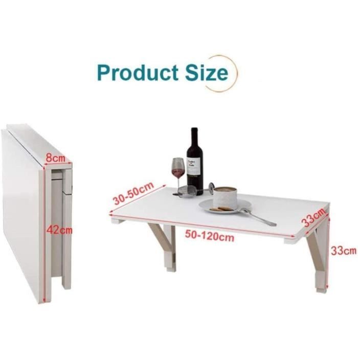 Table Murale Pliante, Table Murale en Bois Massif Table à Manger pour ...