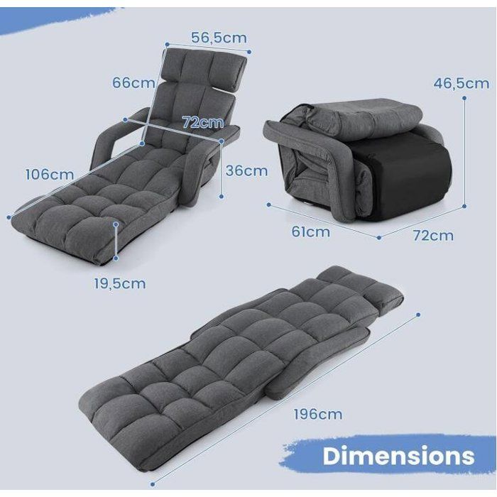 Fauteuil de Sol - RELAX4LIFE - Tube d'Acier - Réglable en 6 Positions ...