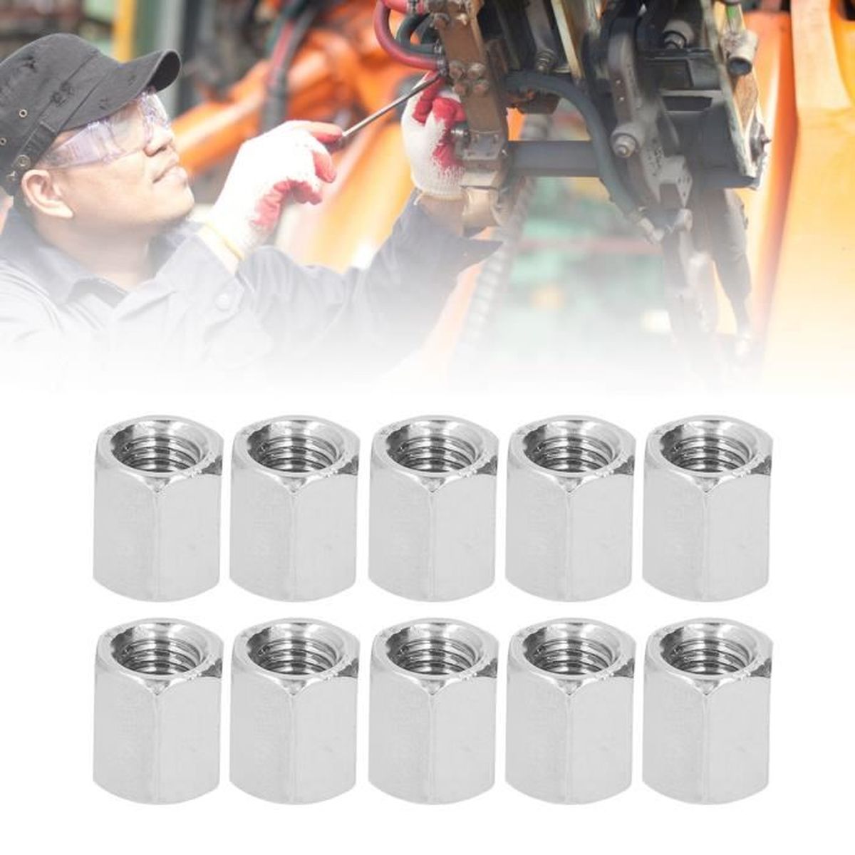 Ecrou d'accouplement de tige 20 pièces hexagonal M8x1.25 12 L14mm connecteur de tige filetée 304 ...