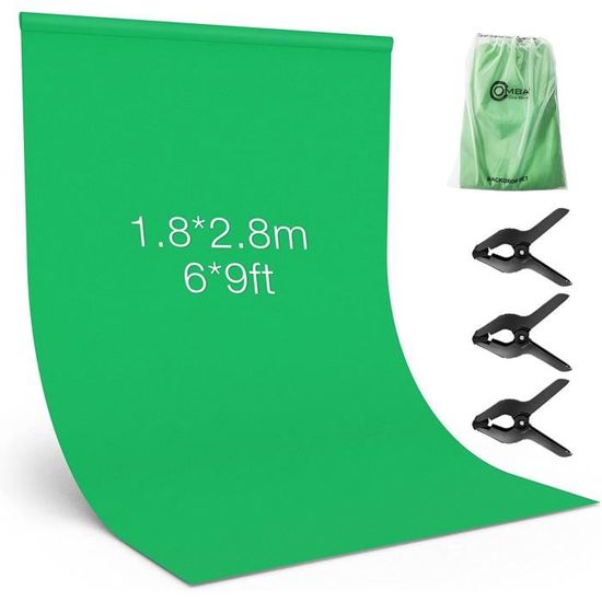 Toile de Fond Vert,1,8m x 2,8m Greenscreen Photo écran Vert ...