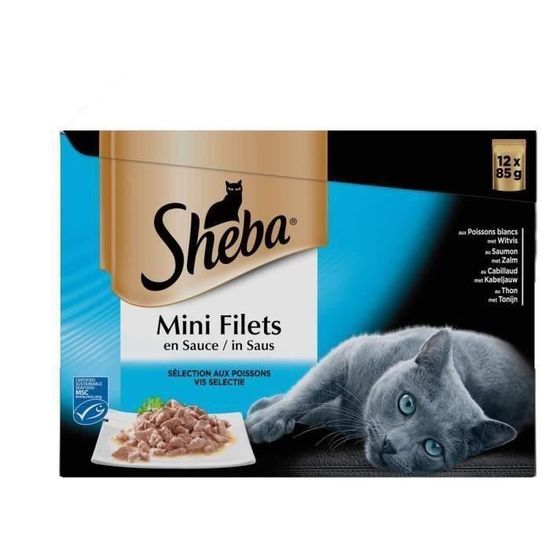 SHEBA Mini filets Sachet fraîcheur en sauce-Aux poissons-Pour chat-48 x ...