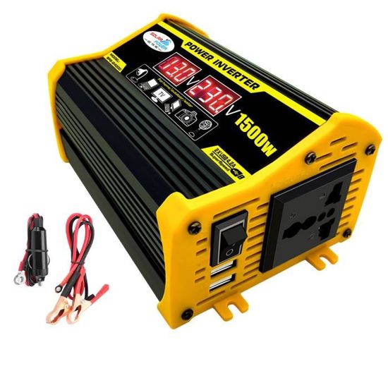 Convertisseur 12v 220v/110V 1500W onduleur de Voiture, Convertisseur pour Voiture avec 2 Ports ...