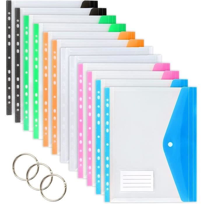 Lot De 12 Pochettes Plastique Perforées A4, Chemise Polypropylène ...