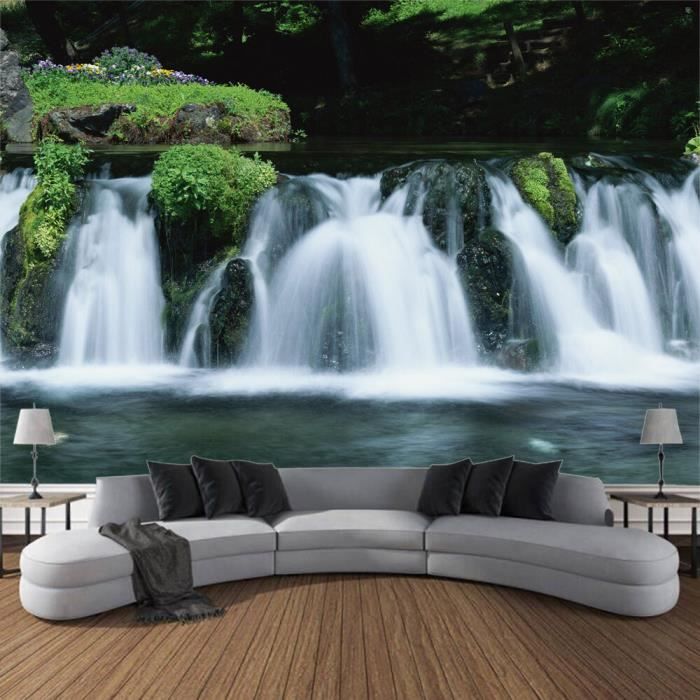 Tenture murale de paysage de forêt en cascade,décoration psychédélique ...