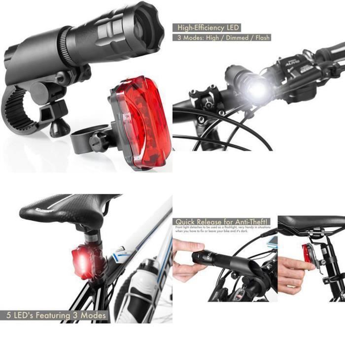 Super Bright LED allume phare Tailligh avant et arrière cycle d ...