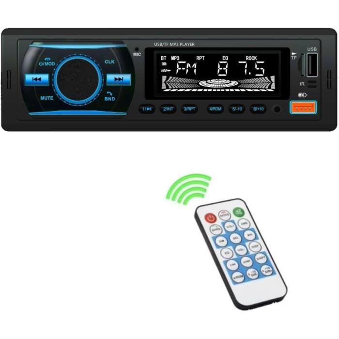 Autoradio Bluetooth, Lcd Affichage 7 Couleurs Éclairage,1 Din Radio Voiture Récepteur Avec ...