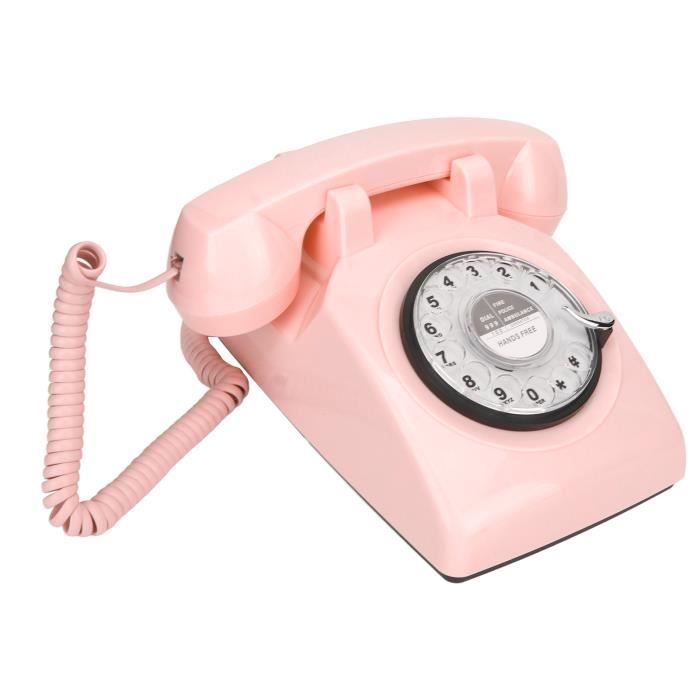 HURRISE téléphone rétro Téléphone Rotatif Rétro Rose, Téléphones Fixes ...