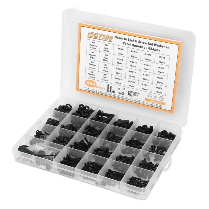 HURRISE Kit d'assortiment de vis à douille hexagonale Kit d'assortiment de Vis à Tête ...