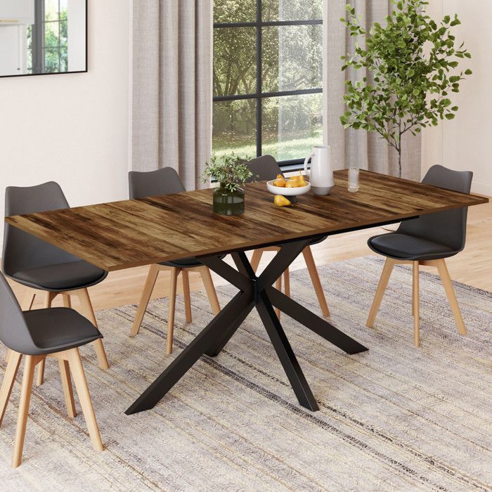 IDMARKET Table à manger extensible rectangle ALIX 6-10 personnes pied ...